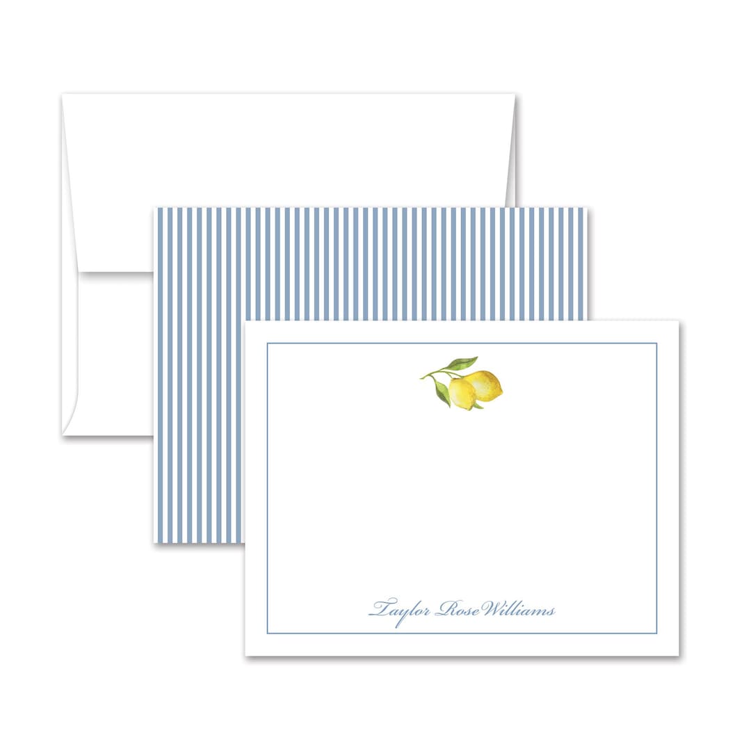 Lemon Flat Note Cards, Personalized Stationery, Customized Notes - Set ...