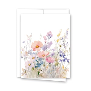 Watercolor Flower Garden Folded Note Cards - Set of 16 With Envelopes ...