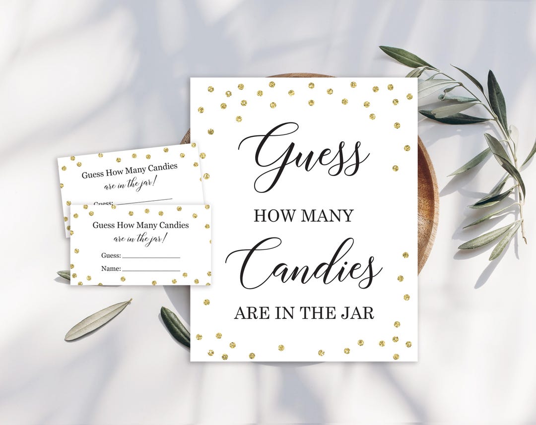Faux Gold Glitter Dots Guess How Many Candies Guessing Game (NOT ...