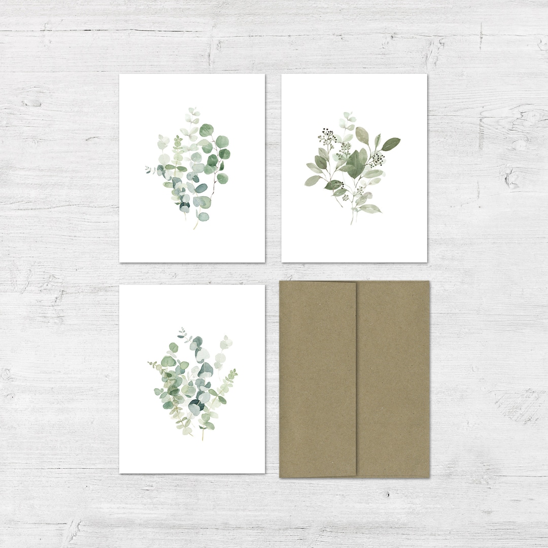 Eucalyptus Greenery Arrangement Folded Note Cards - Set of 12 With ...