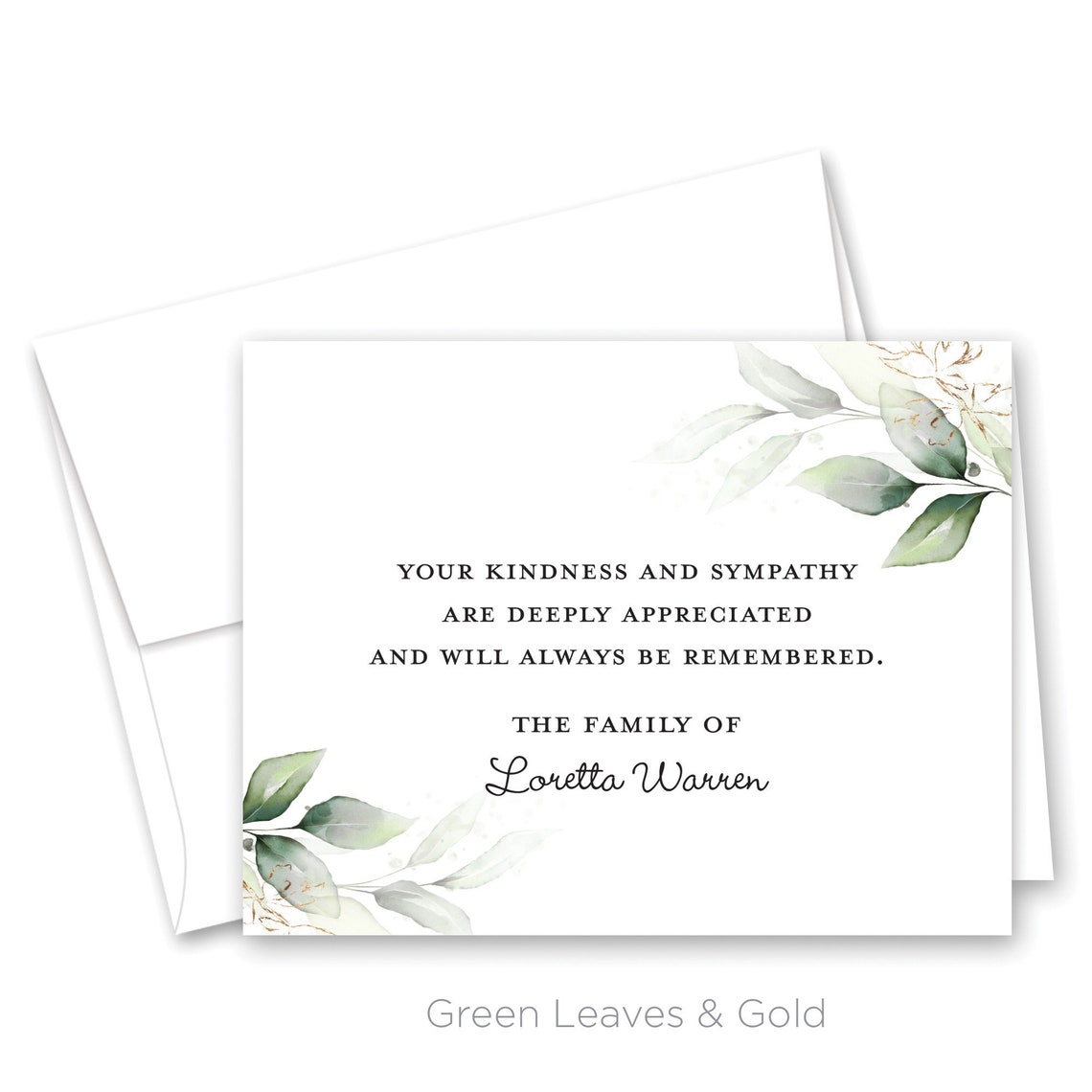 Greenery Personalized Sympathy Acknowledgement Cards Funeral - Etsy