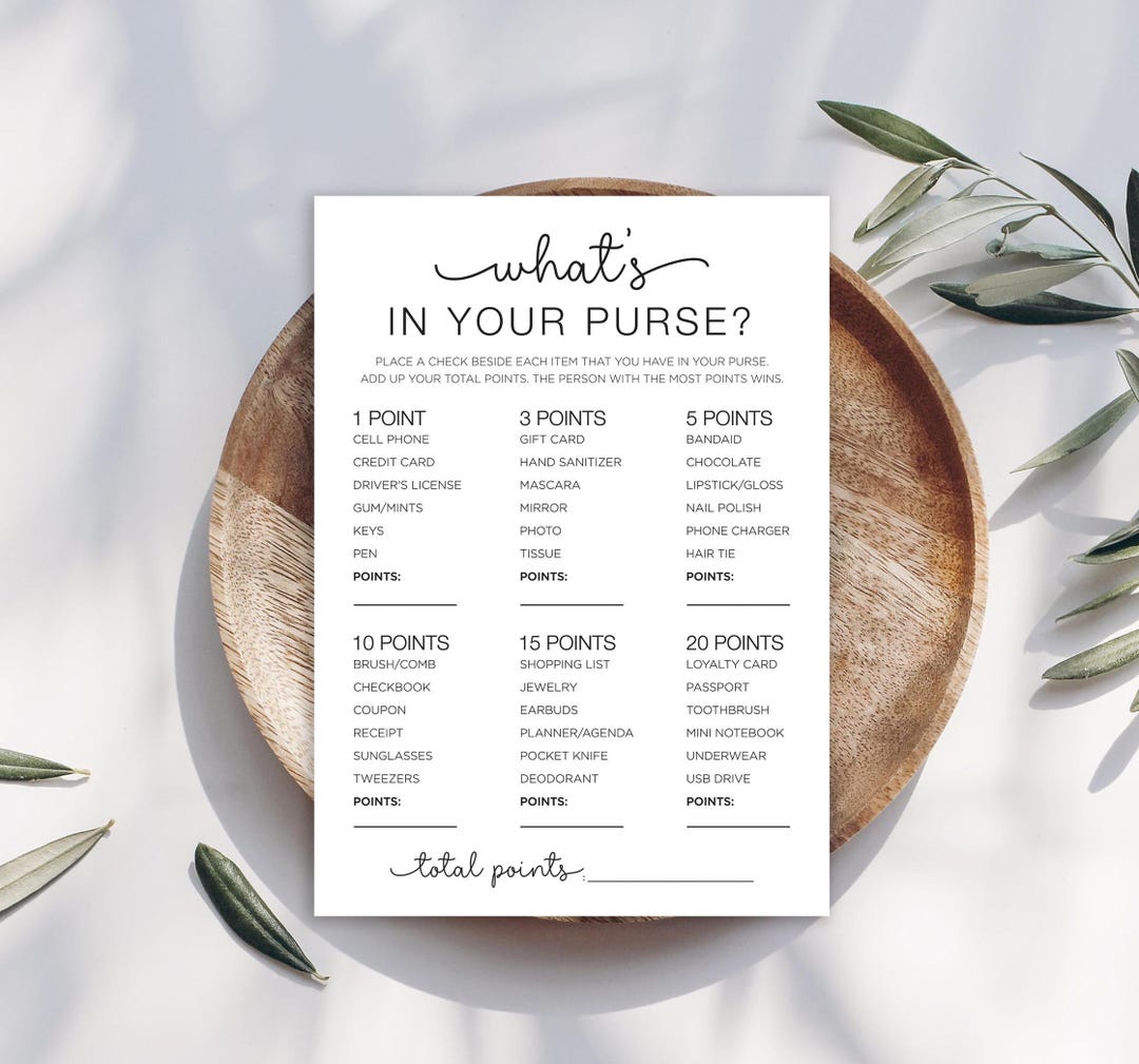 Digital Minimal What's in Your Purse Game - Instant Download - 3000 ...