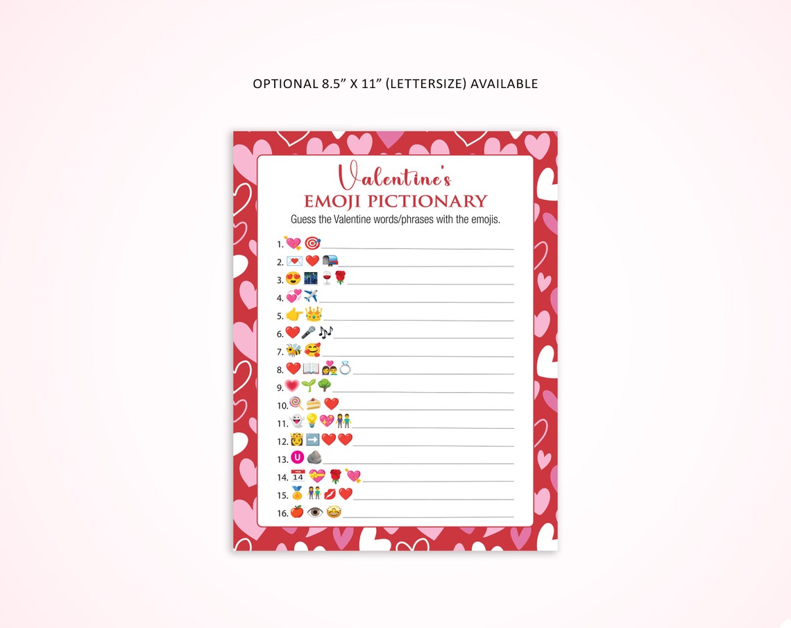 Valentine's Day Emoji Pictionary Game Cards - Digital Download (NOT ...