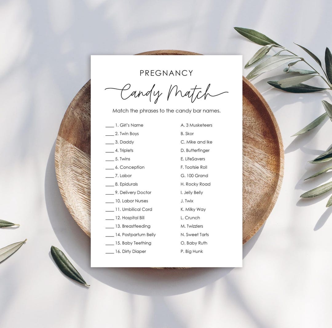 Digital Minimal Baby Shower Candy Match Game - Instant Download - 3000 ...