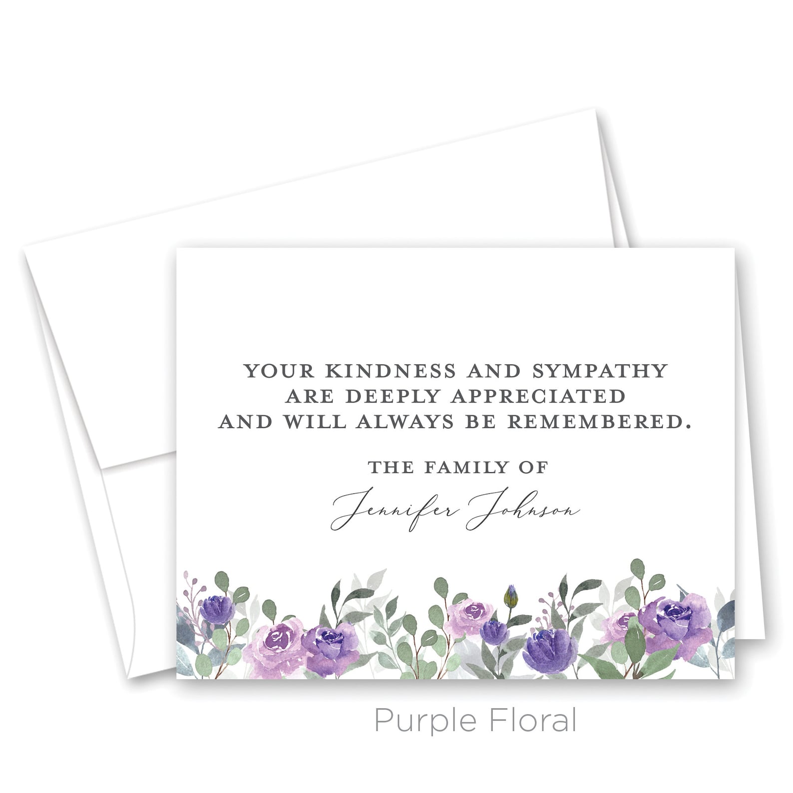 Floral Personalized Sympathy Acknowledgement Cards, Funeral Thank You ...