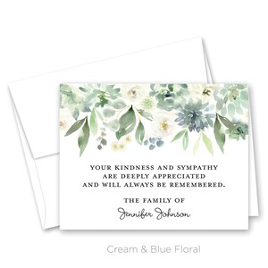 Greenery Personalized Sympathy Acknowledgement Cards, Funeral Thank You ...