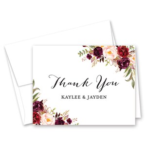 Elegant Floral Thank You Cards - Rustic Country Bridal Shower Thank You ...