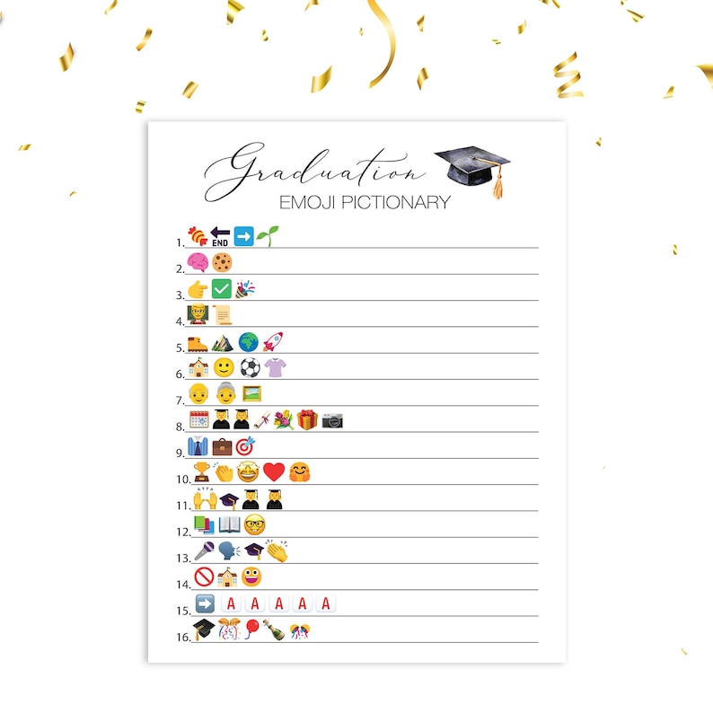 Graduation Emoji Pictionary Game - Digital Download (not Editable) - Etsy