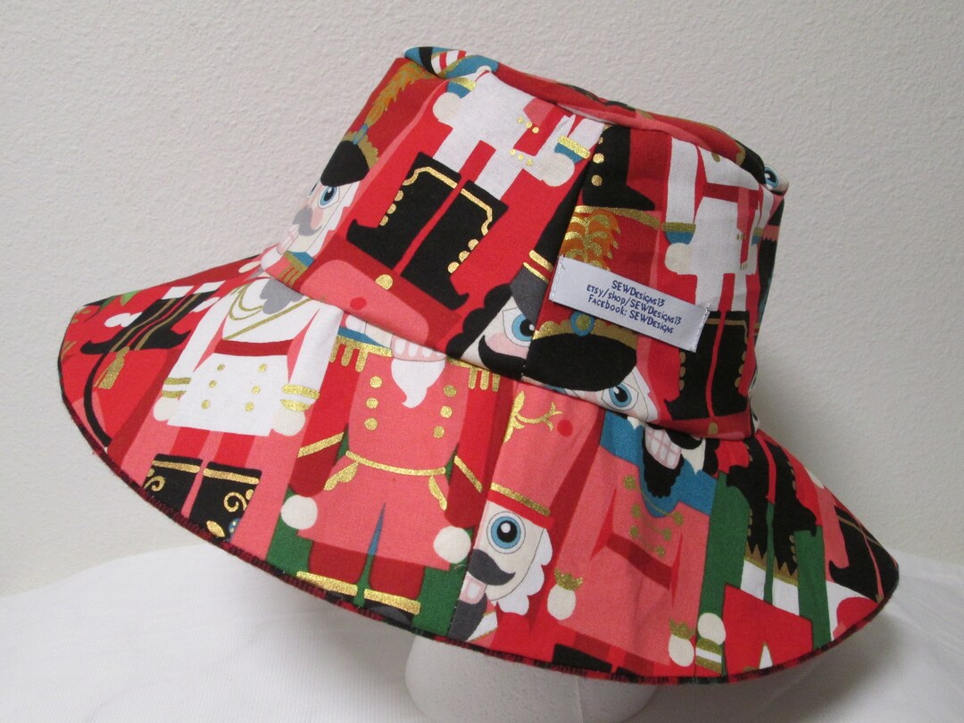Bucket Hat 23" Large Christmas Nutcrackers With Red and Green Plaid ...