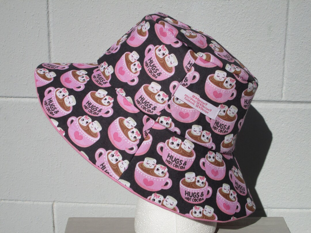 Bucket Hat 24" Xlarge Cocoa With Marshmallows, Pink Cups, Love and ...