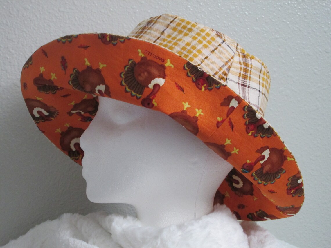 Bucket Hat 24" Xlarge Turkey Bucket Hat, Thanksgiving Hat, Reversible ...