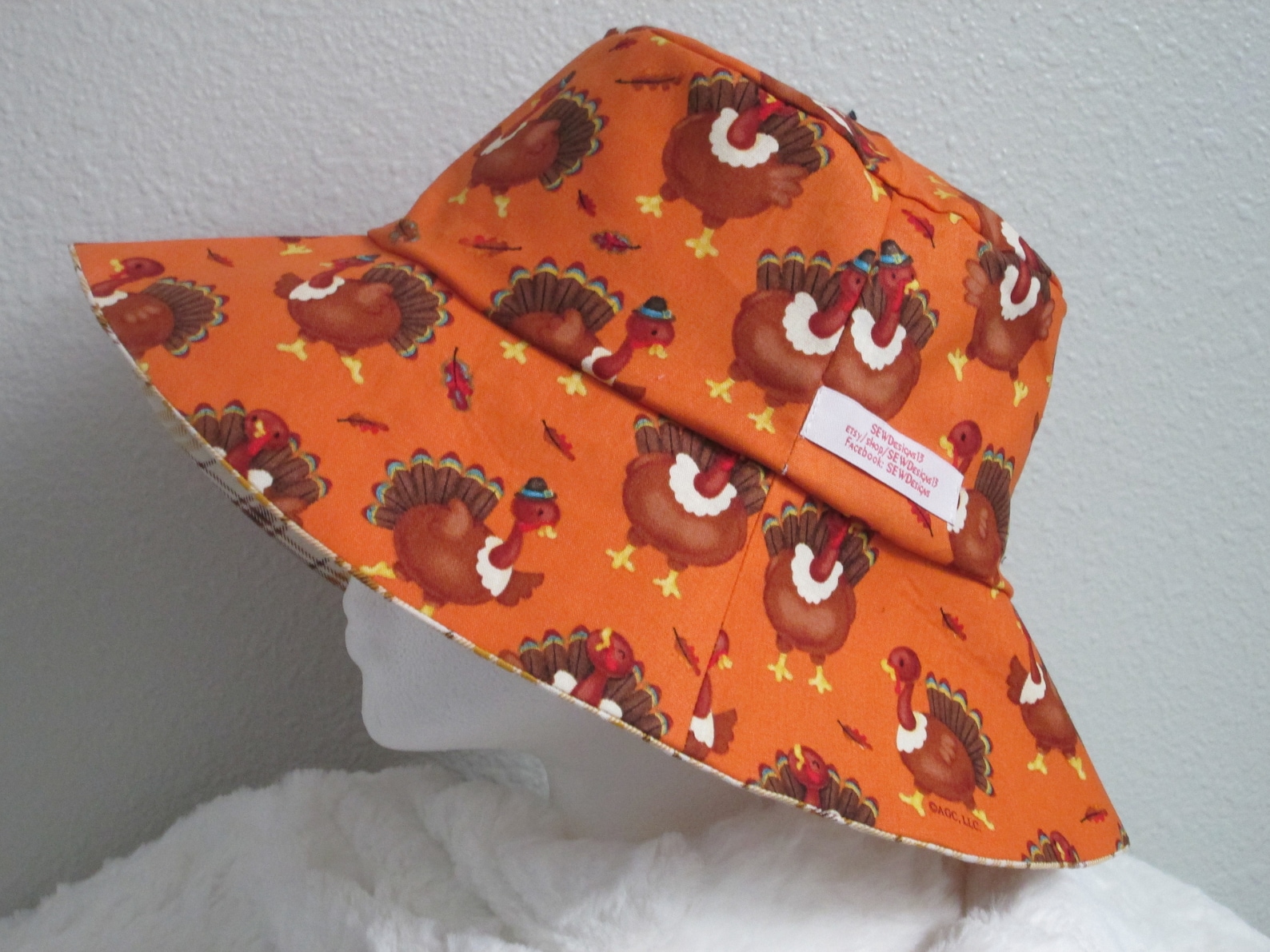 Bucket Hat 24" Xlarge Turkey Bucket Hat, Thanksgiving Hat, Reversible ...