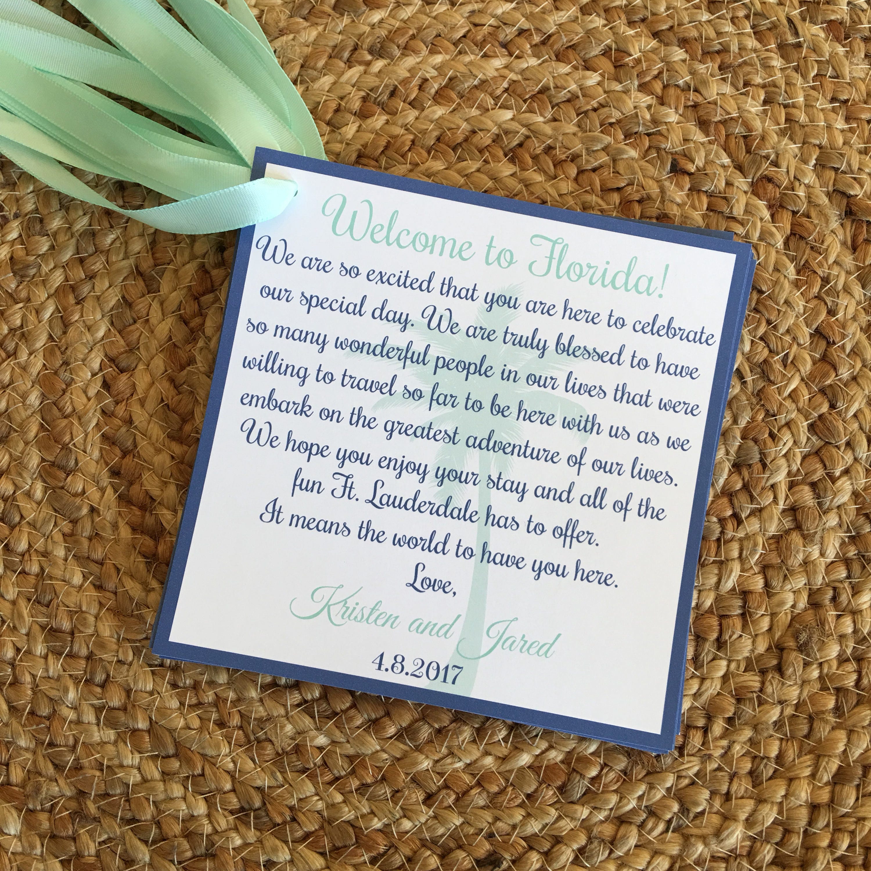 Destination Wedding Welcome Bag Tags – Palm Tree Design - Etsy