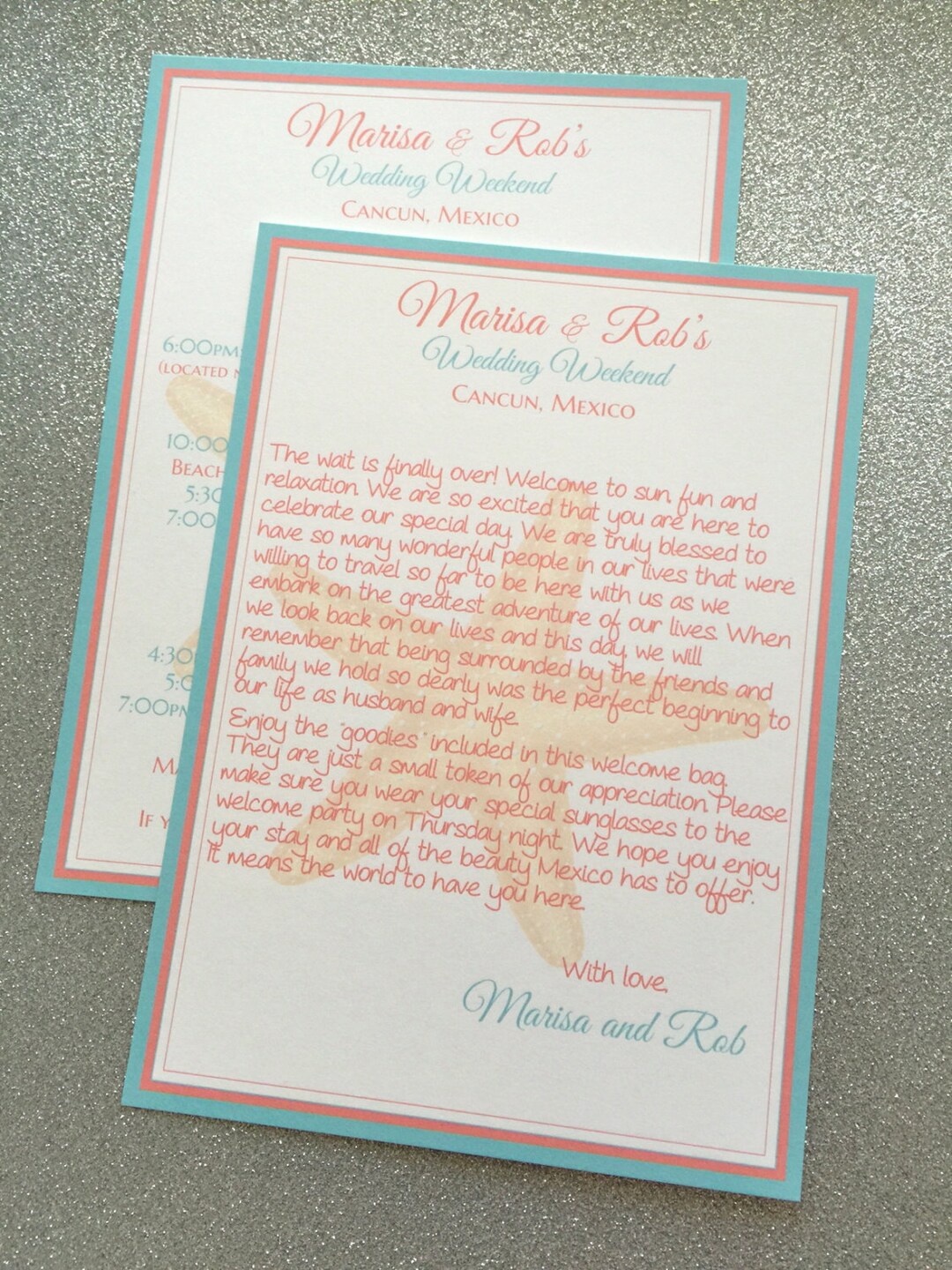 Destination Wedding Welcome Letter and Itinerary, Beach Wedding Welcome ...