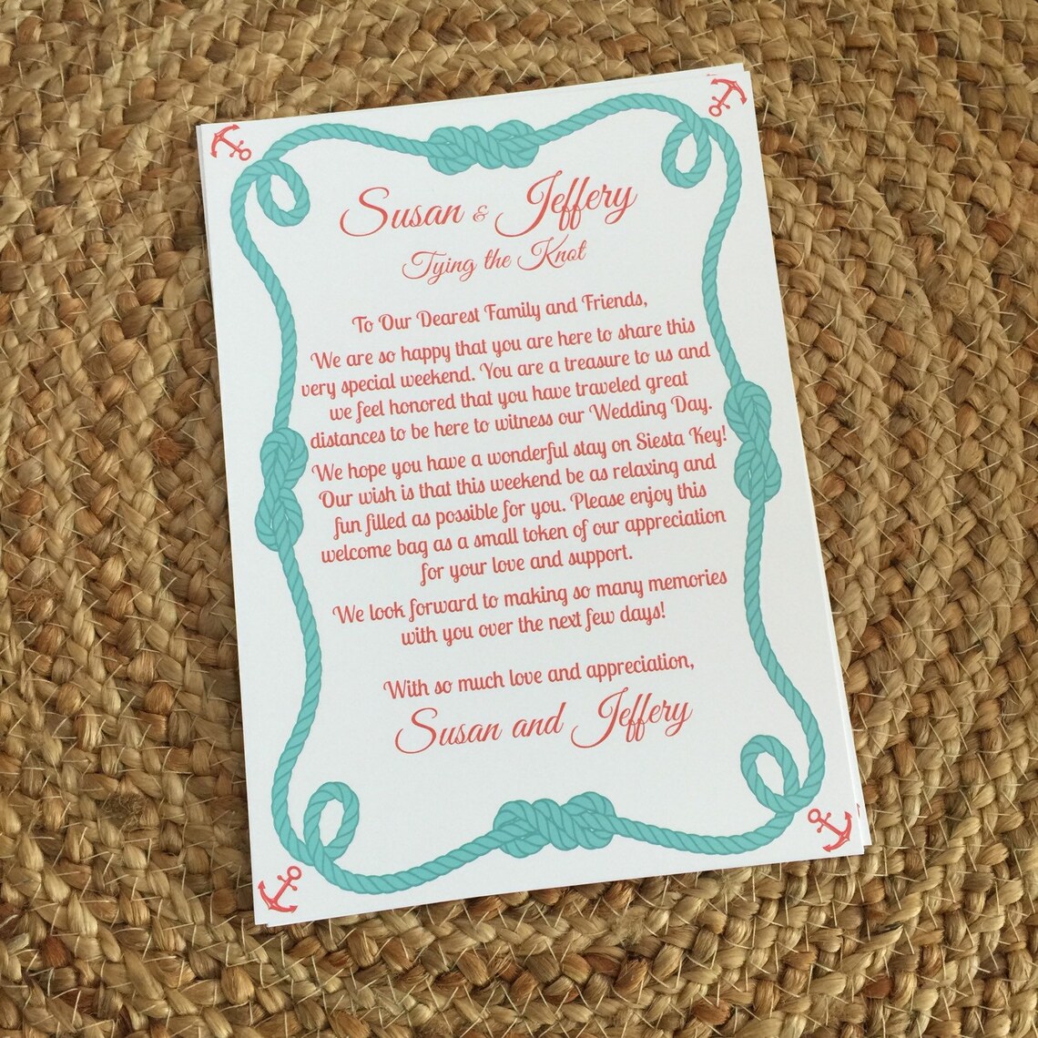 Nautical Wedding Welcome Letter, Destination Wedding Welcome Letter ...