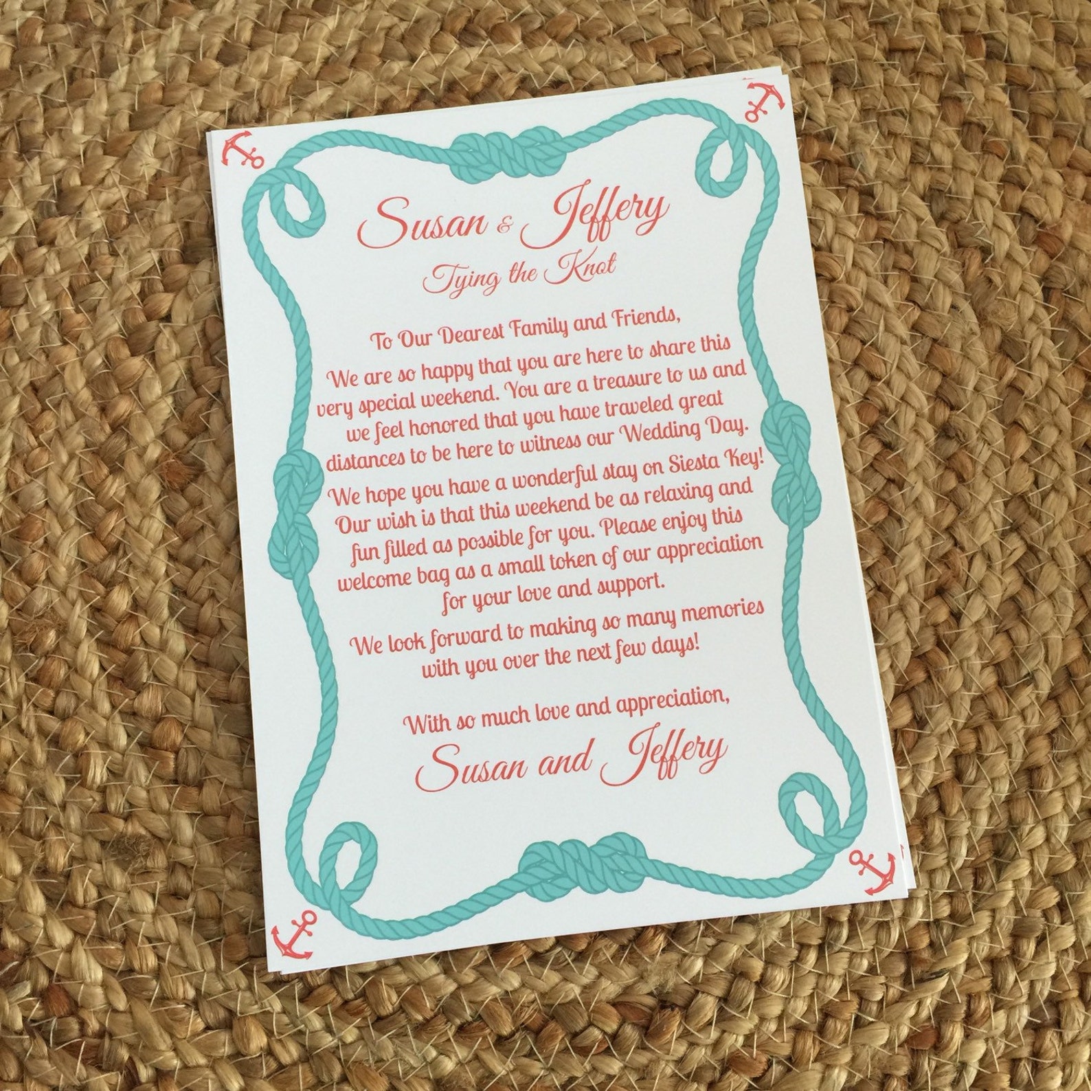 Nautical Wedding Welcome Letter Destination Wedding Welcome - Etsy