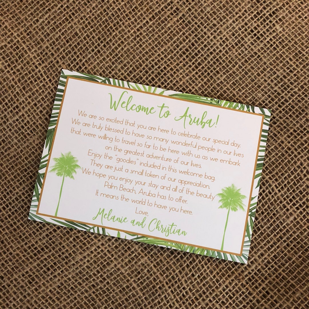 Destination Wedding Welcome Letter, Customizable Hotel Guest Note - Etsy