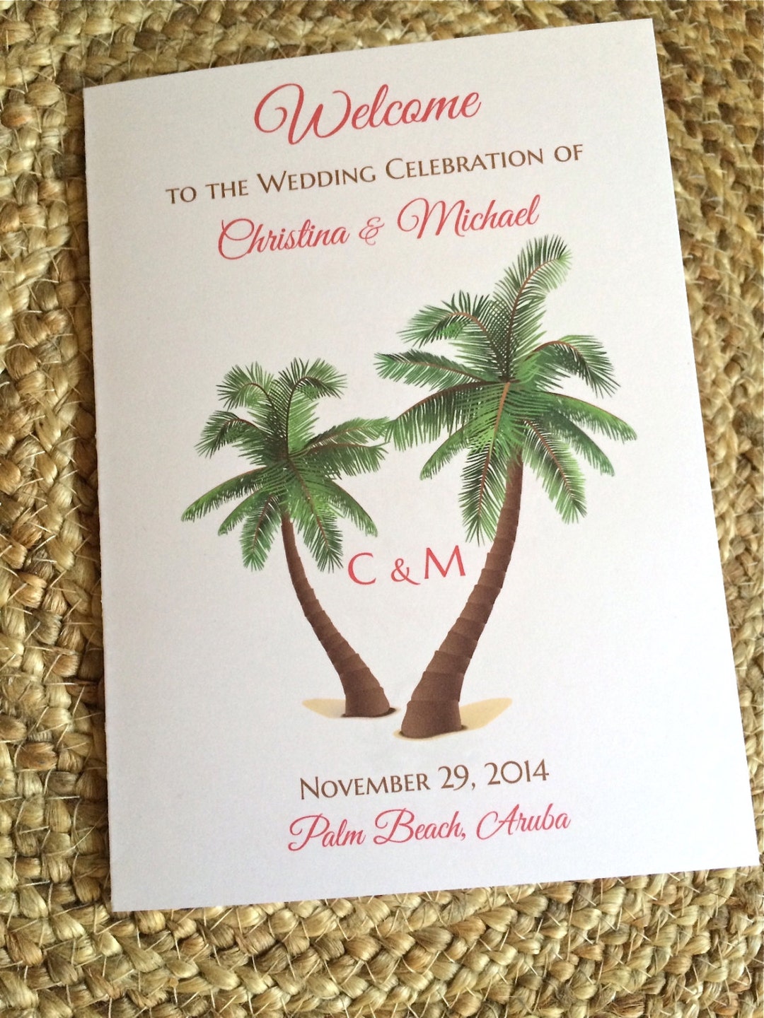 Destination Wedding Program, Welcome Brochure, Beach Wedding Program ...