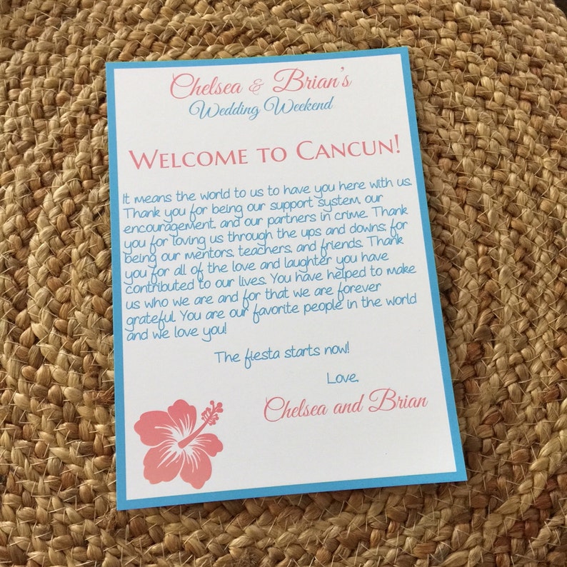 Destination Wedding Welcome Letter Beach Wedding Welcome | Etsy