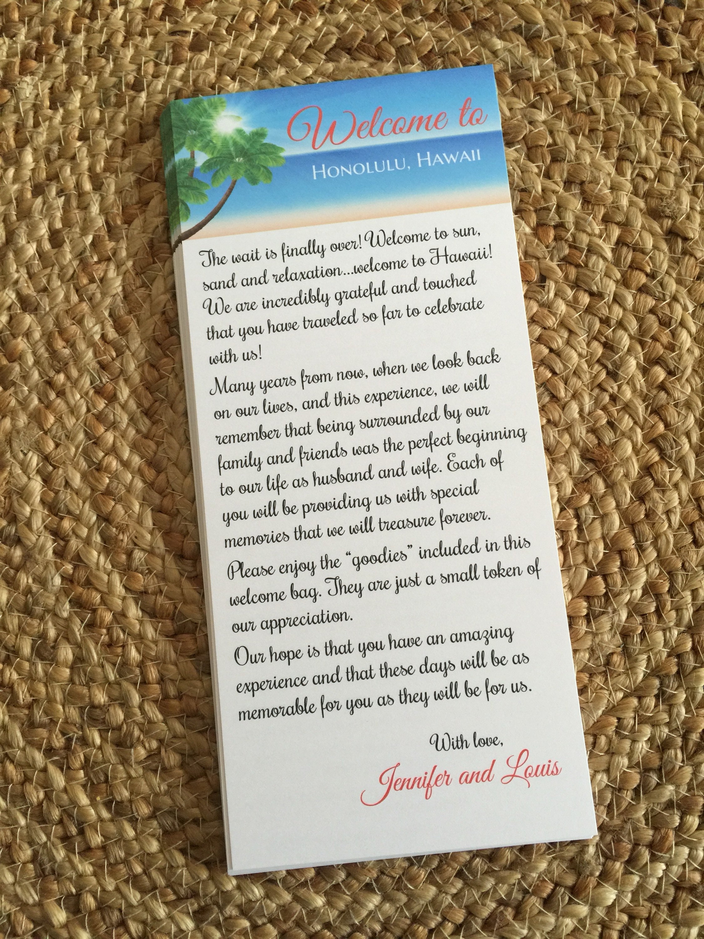 Destination Wedding Welcome Letter, Beach Wedding Welcome Letter ...