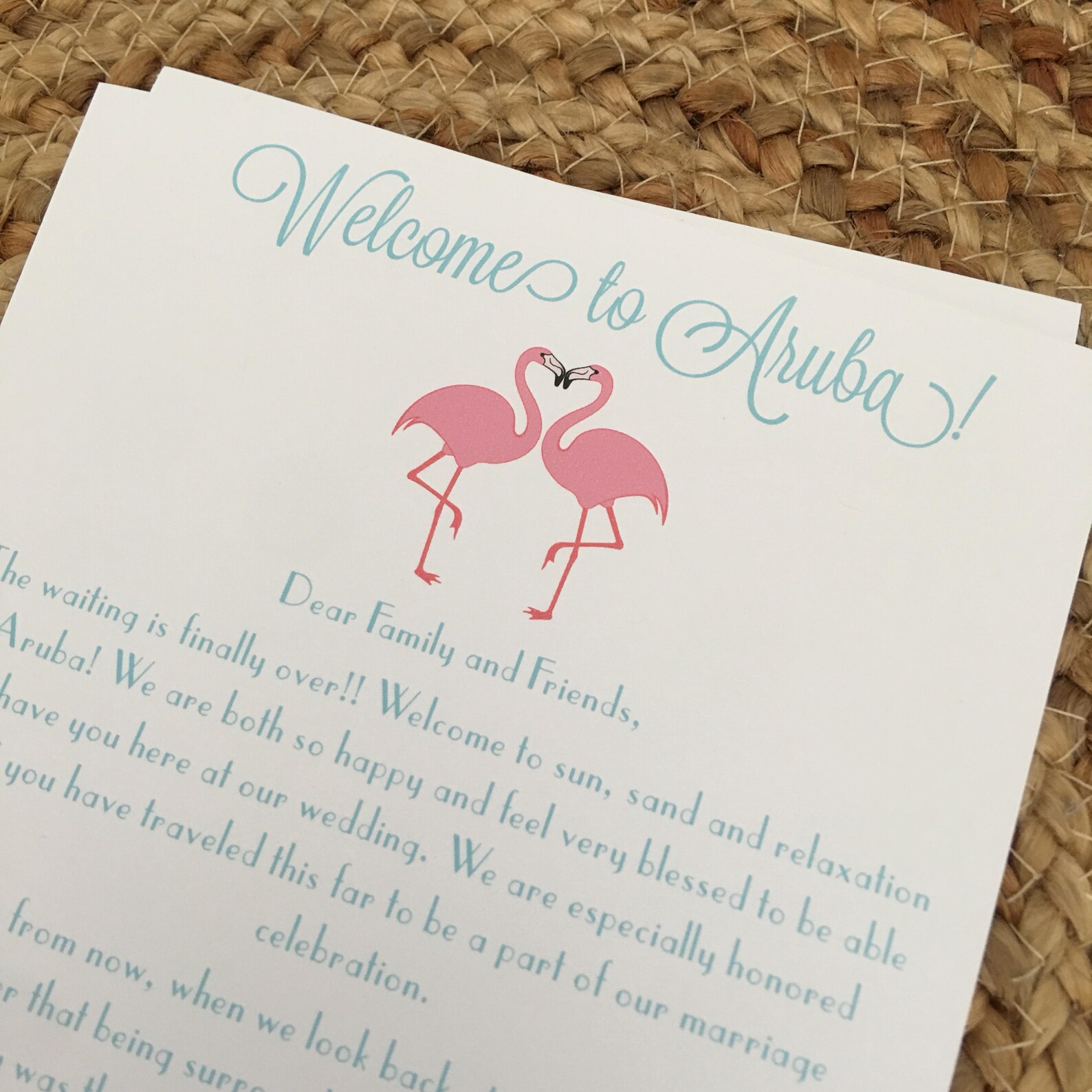 Destination Wedding Welcome Letter Flamingo Welcome Letter | Etsy