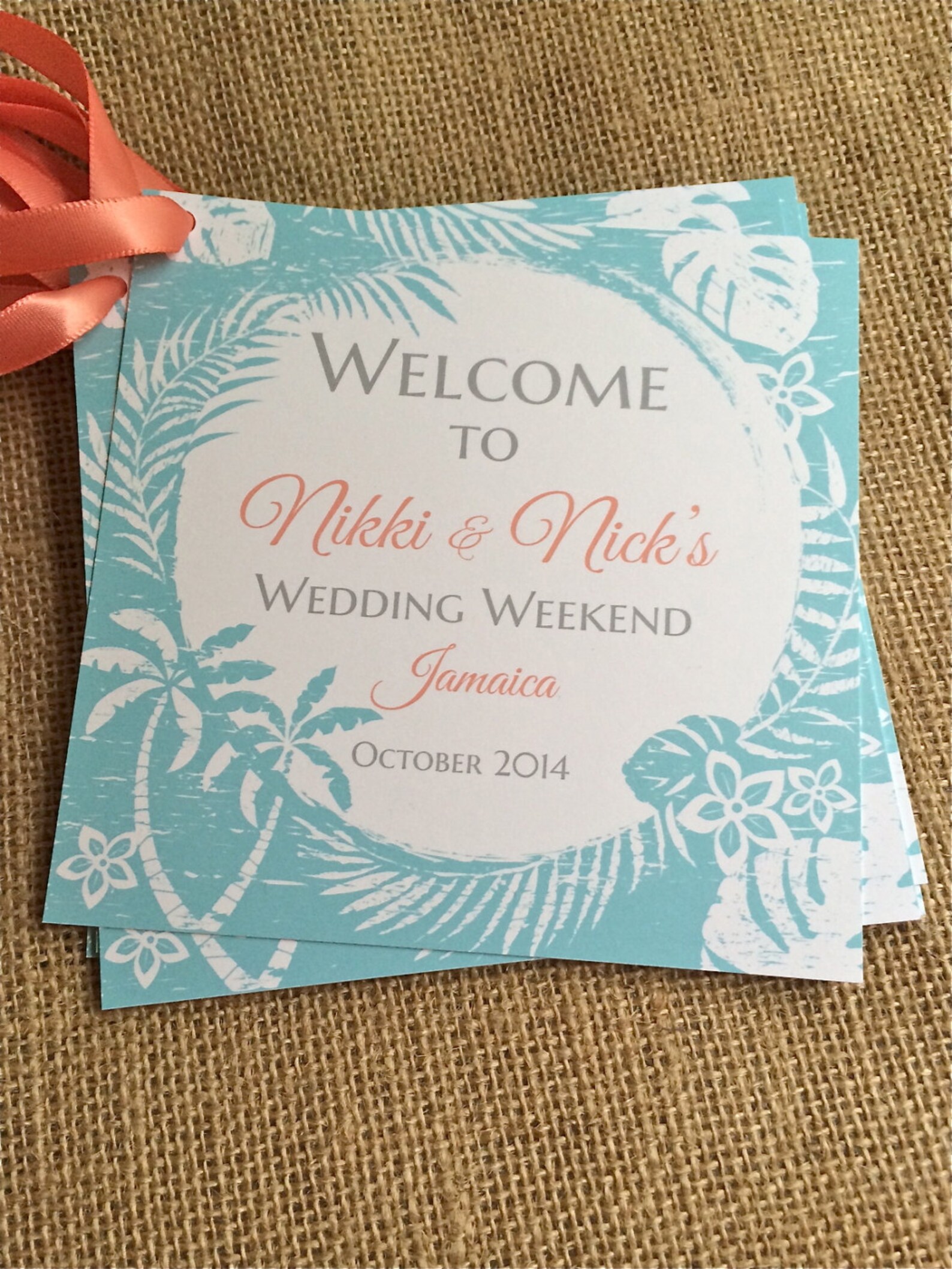 Customized Beach Wedding Welcome Bag Tags, Tropical Design - Etsy