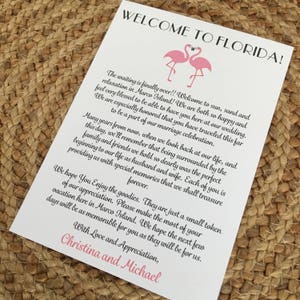 Destination Wedding Welcome Letter, Flamingo Welcome Letter, Wedding ...