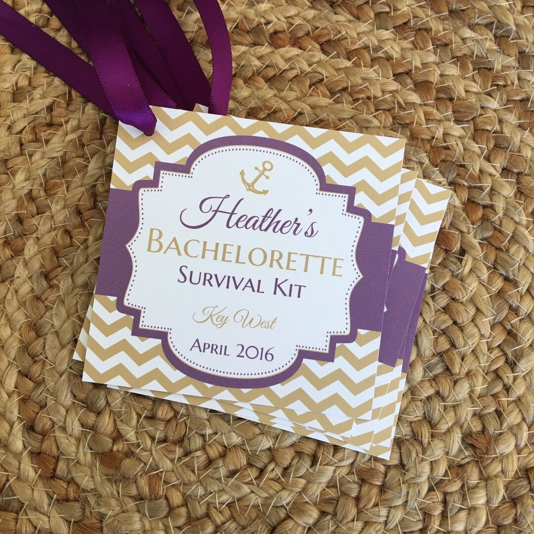 Bachelorette Party Survival Kit Tags, Personalized Bachelorette Party ...