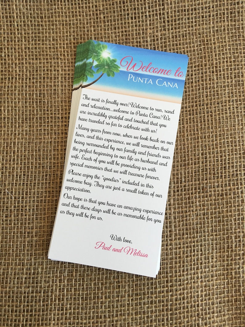 Destination Wedding Welcome Letter Beach Wedding Welcome | Etsy