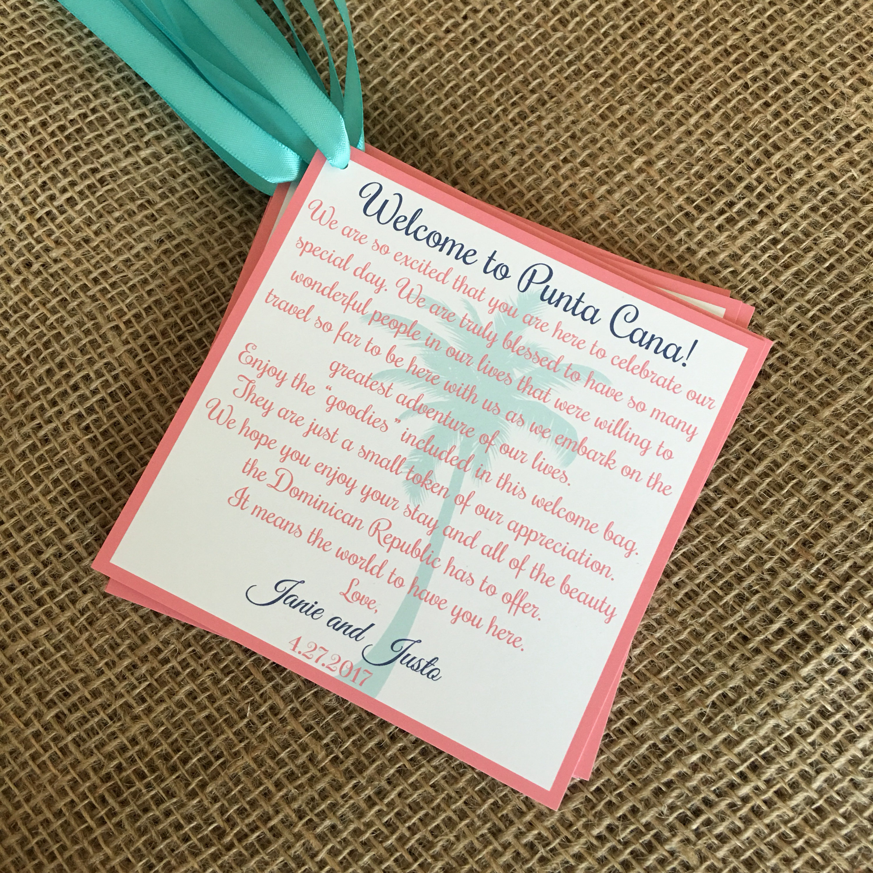 Destination Wedding Welcome Bag Tags – Palm Tree Design - Etsy