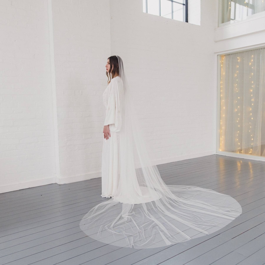 Dramatic Soft English Tulle Wedding Veil: Ultra Sheer, Extra Full, Raw ...