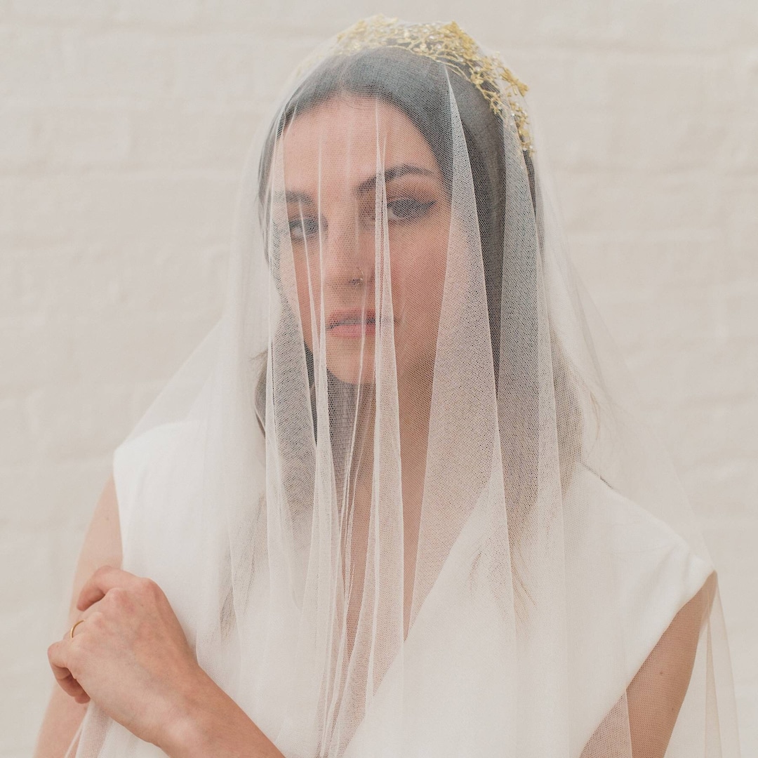 Softest Pure French Silk Tulle Drop Veil: Timeless, Minimal, Raw Edge ...