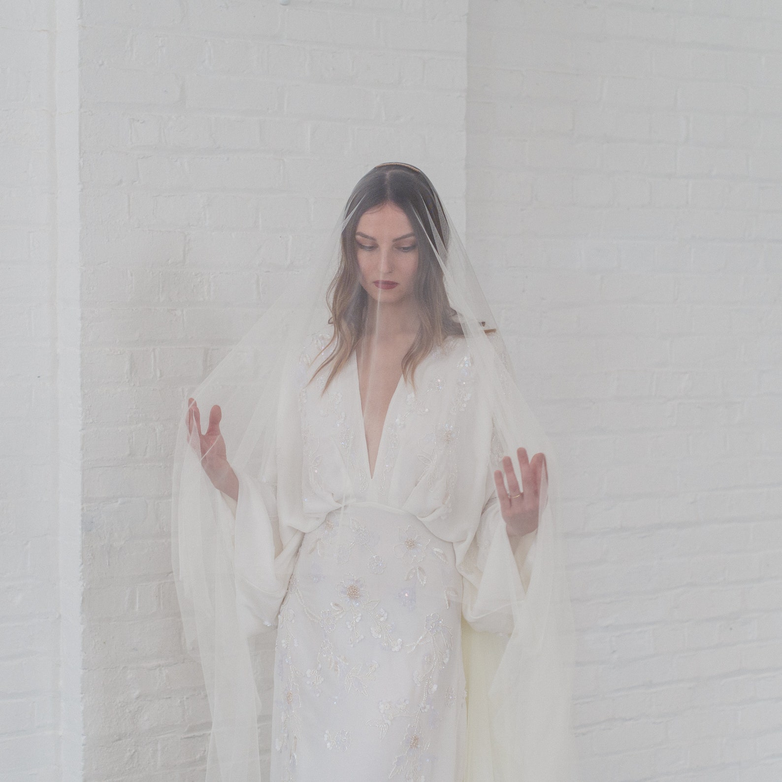 Dramatic Soft English Tulle Drop Veil: Extra Full Bridal Veil, Raw Cut ...