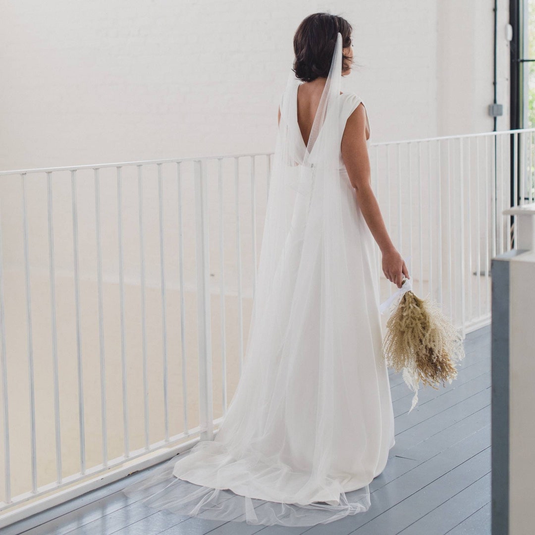 Draped Wedding Veil: Silky Soft English Tulle, Bohemian Bridal Veil ...