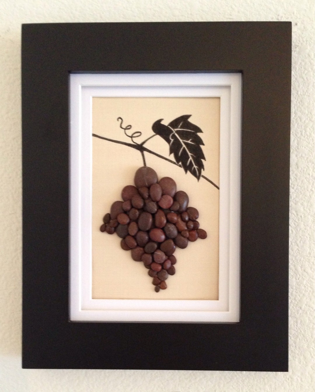 Pebble Art, Grapevine, Wine, Wall Decor, Home Decor, Unique Gift ...