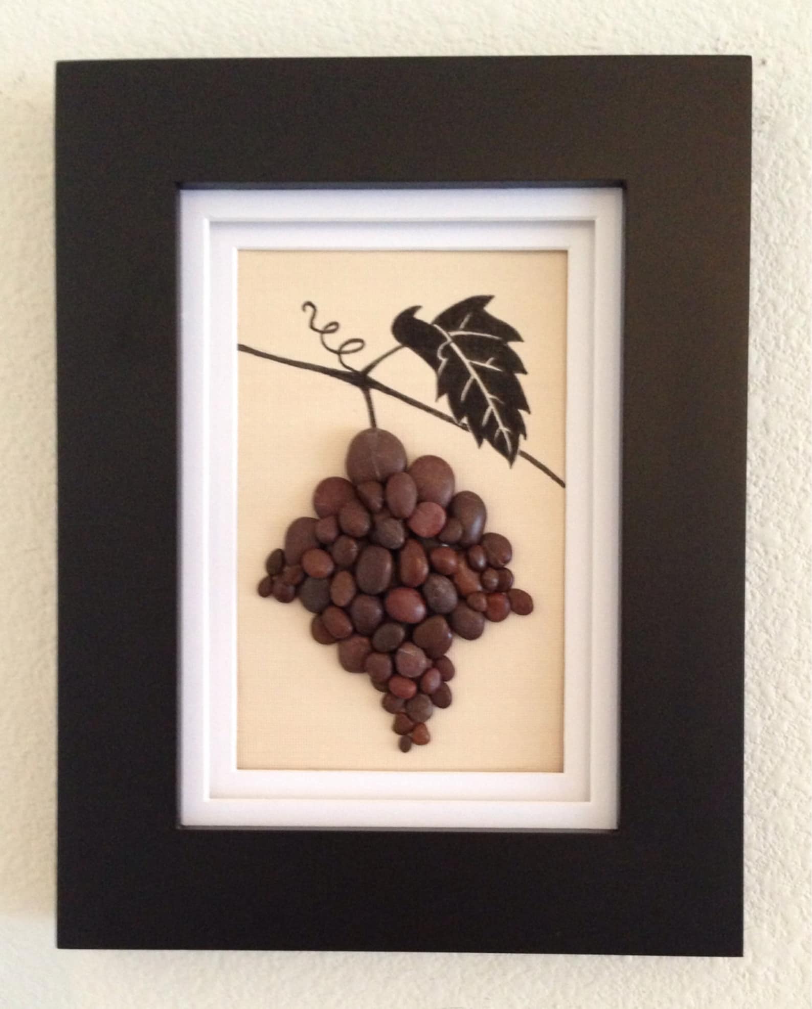 Pebble Art, Grapevine, Wine, Wall Decor, Home Decor, Unique Gift ...