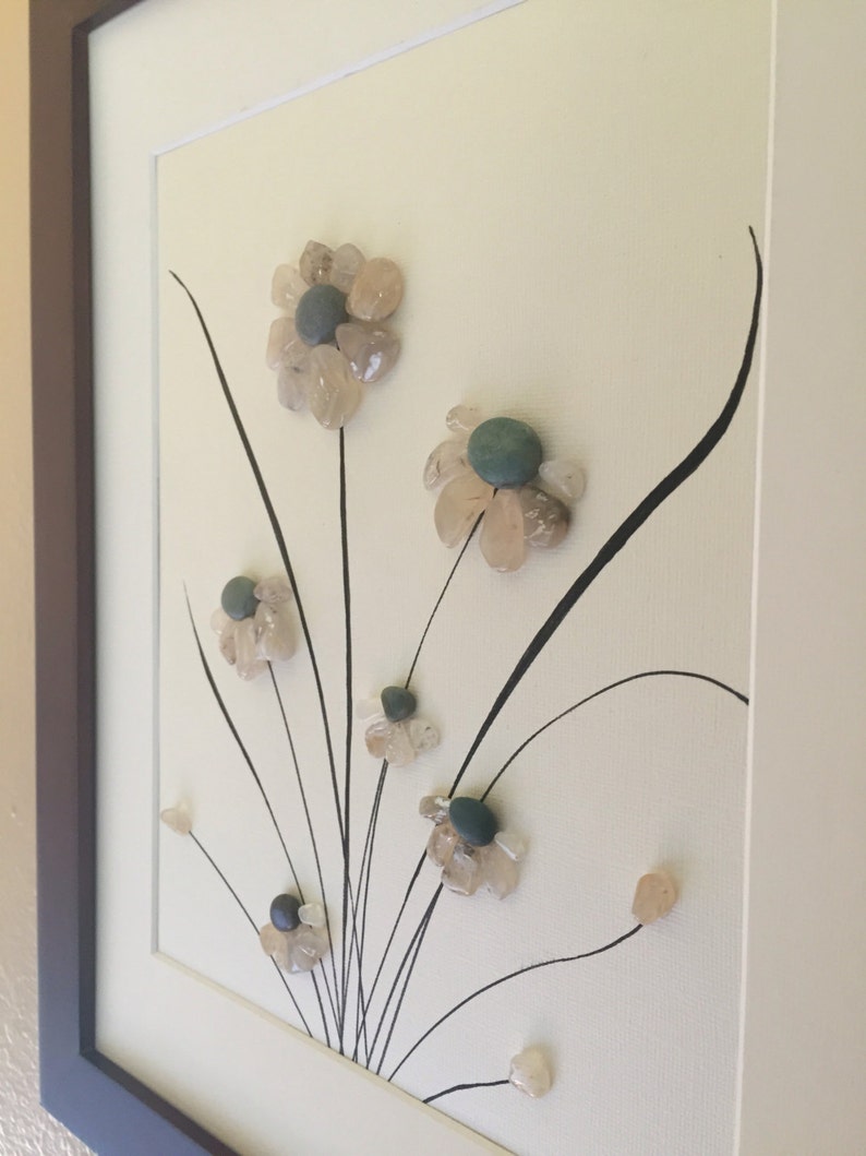 Pebble Art, Home Decor, Beach Home Decor, Flower Art, Framed Art - Etsy