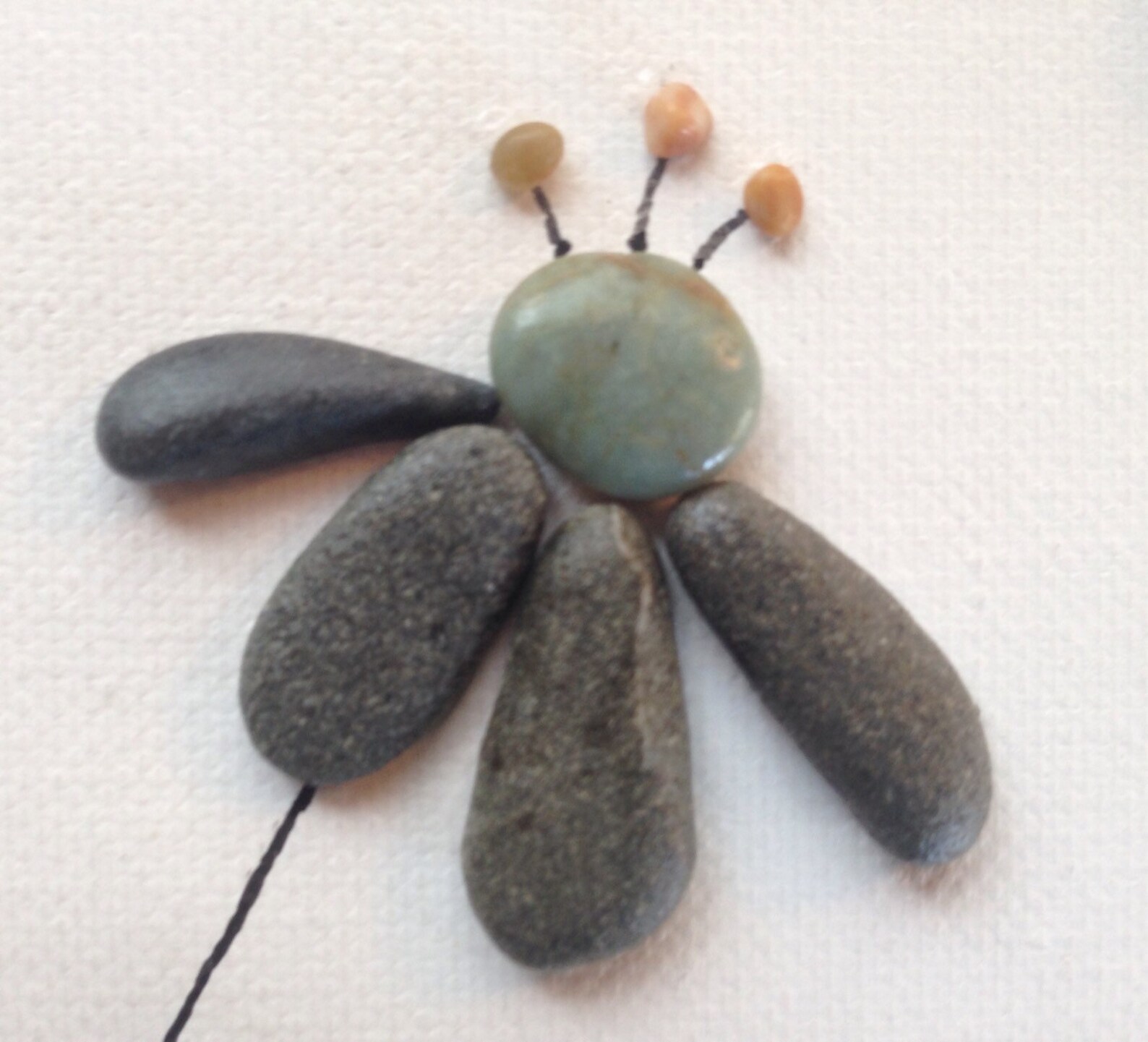 Pebble Art/ Flowers/ Canvas Art/ Beach Decor/ Home Decor/ Pen Drawing ...