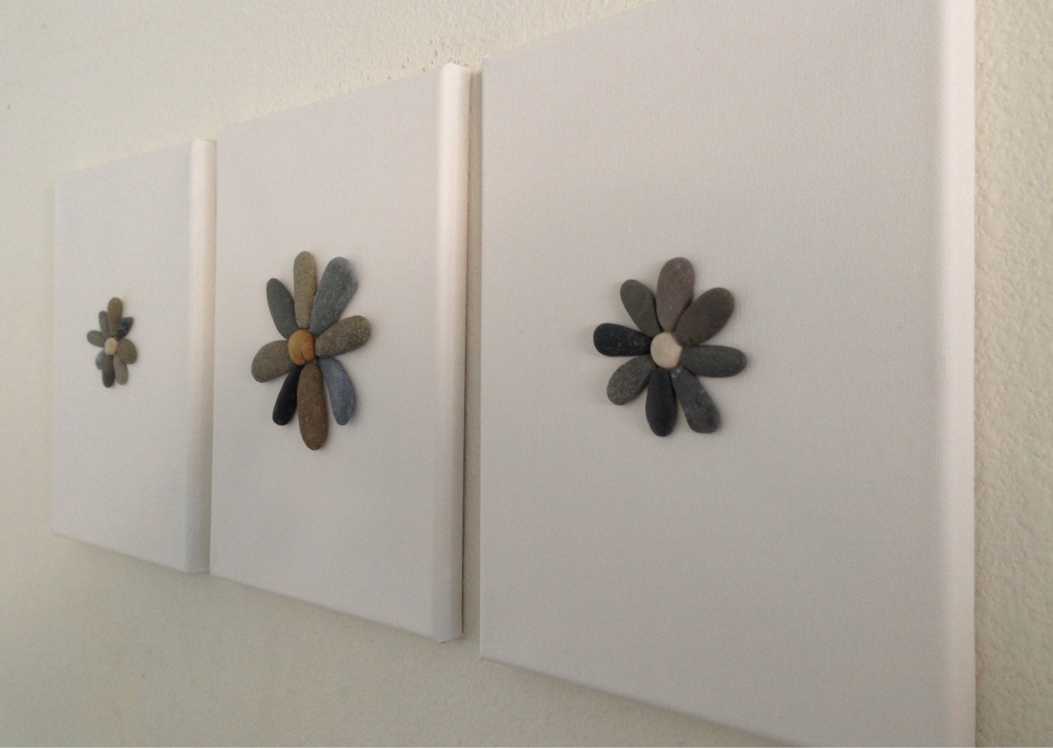 Pebble Art, Set of 3-10 X 8 Canvas Wall Art, Pebble Art, Shabby Chic ...