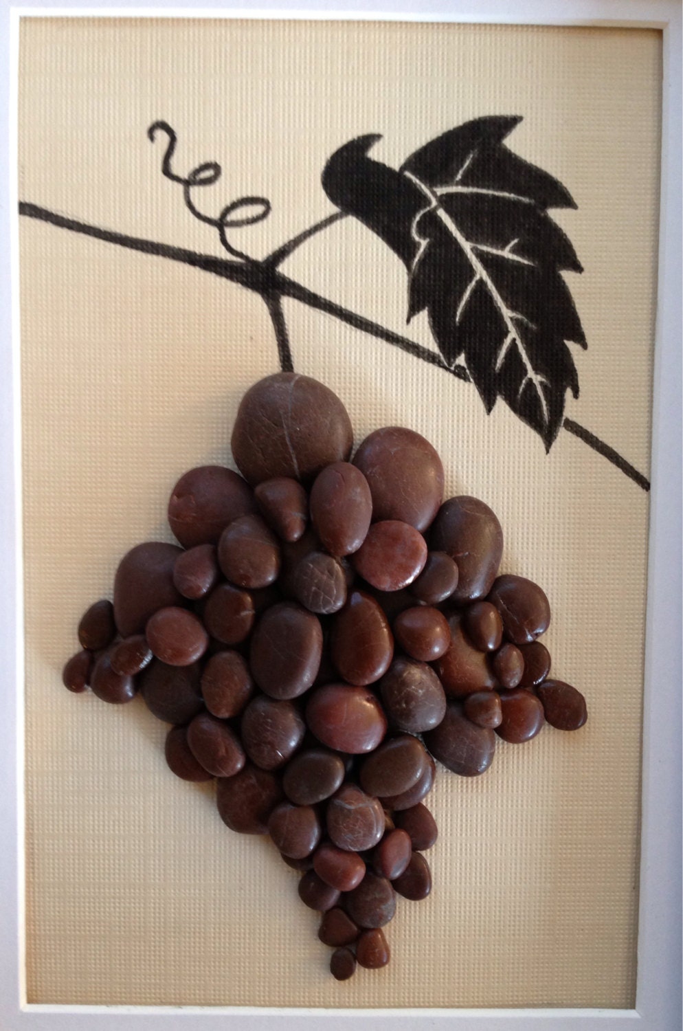 Pebble Art, Grapevine, Wine, Wall Decor, Home Decor, Unique Gift ...