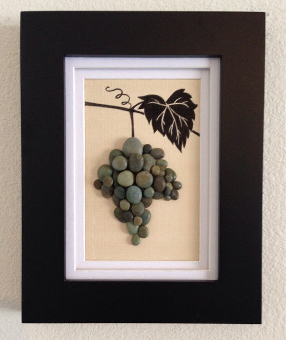 Pebble Art Wine Grapes Grapevine Wine Green Wall Art | Etsy