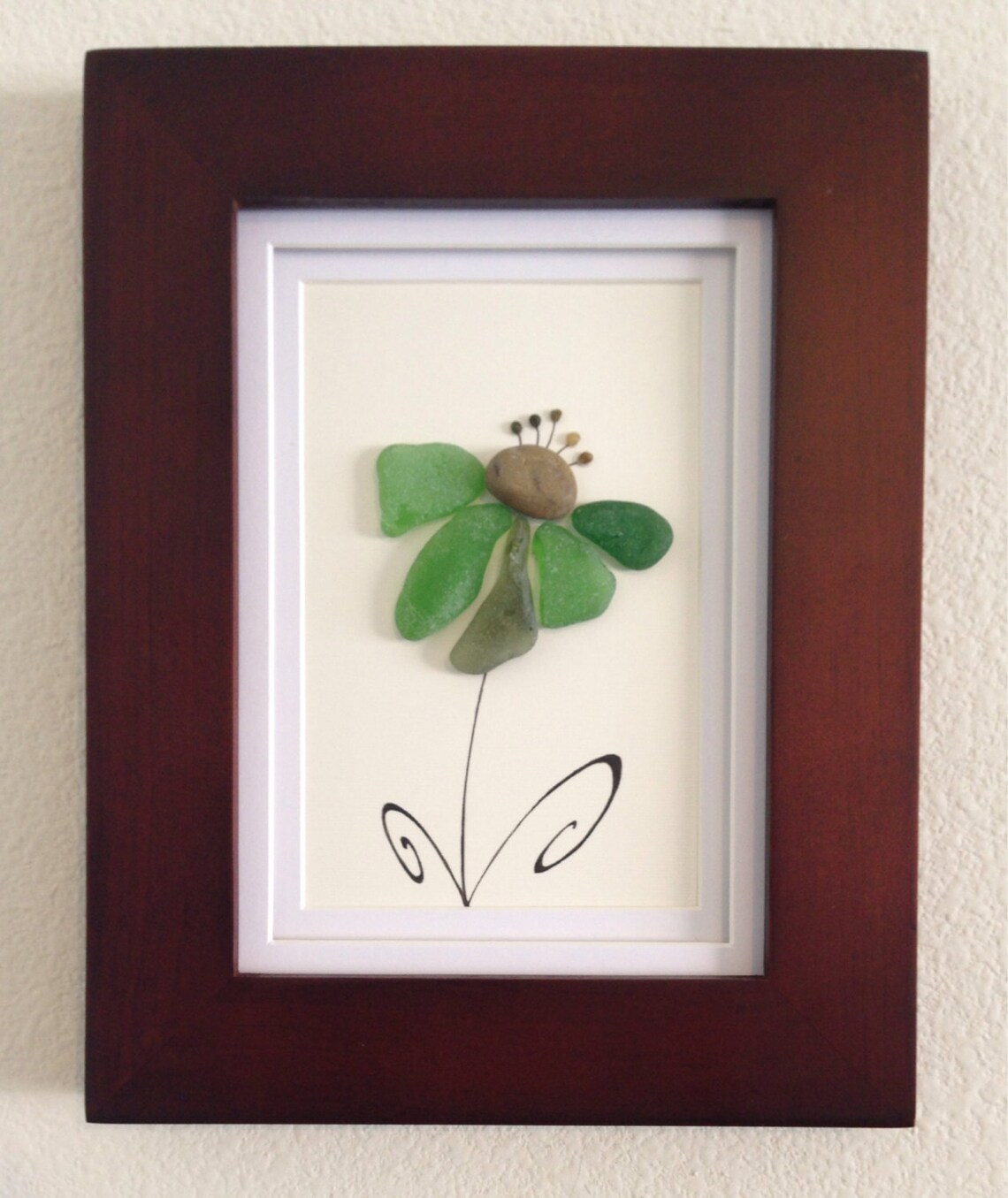 Genuine Green Sea Glass Art Home Decor Beach Decor Wall Etsy
