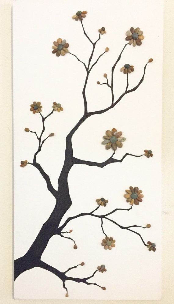 Pebble art canvas art home decor beach home decor japanese | Etsy