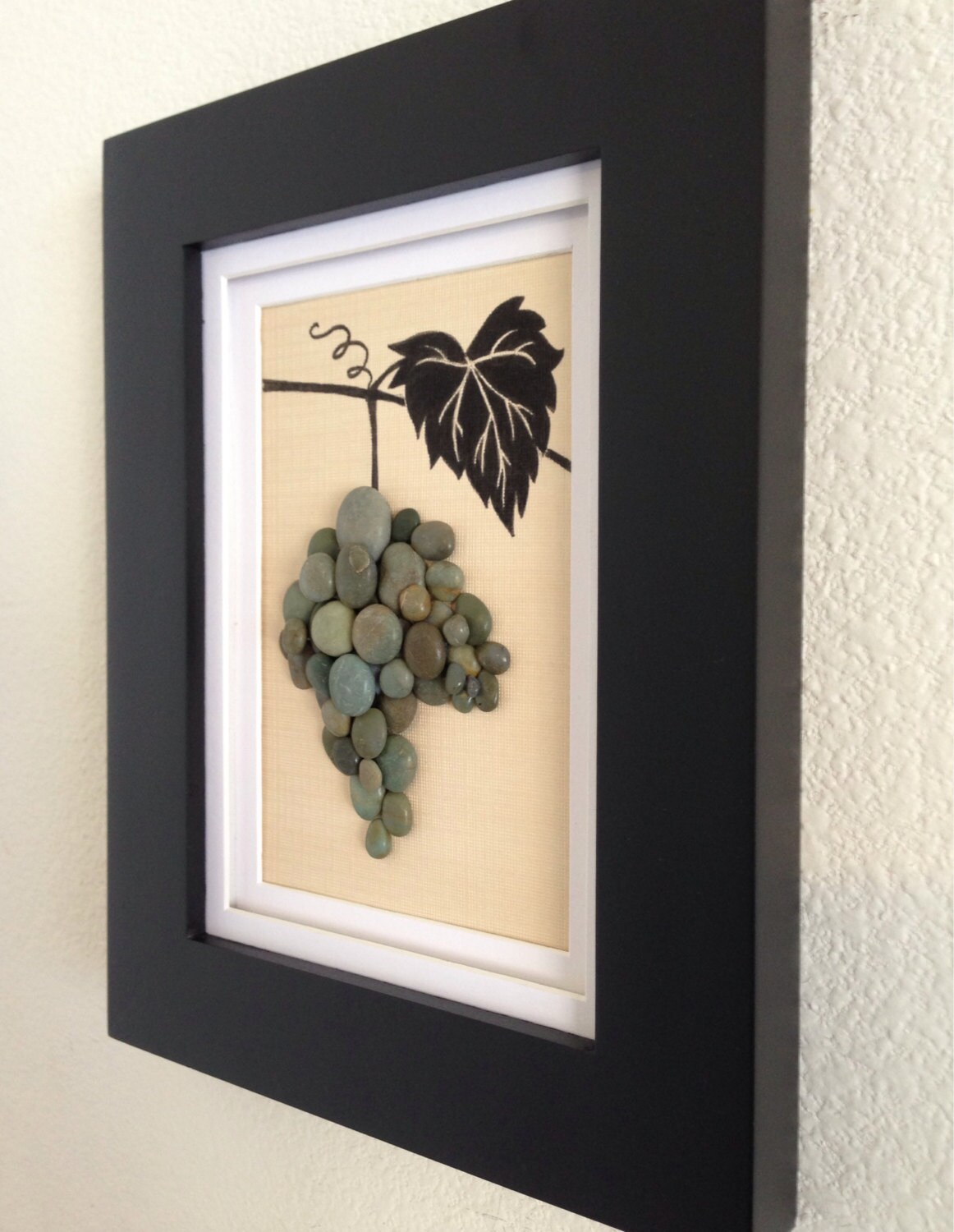 Pebble Art, Wine Grapes, Grapevine, Wine, Green, Wall Art Decor, Home ...
