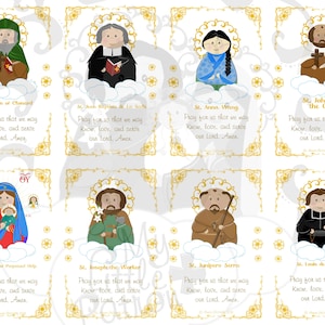 Set 3 Cute Saint Holy Cards Printable PDF - Etsy