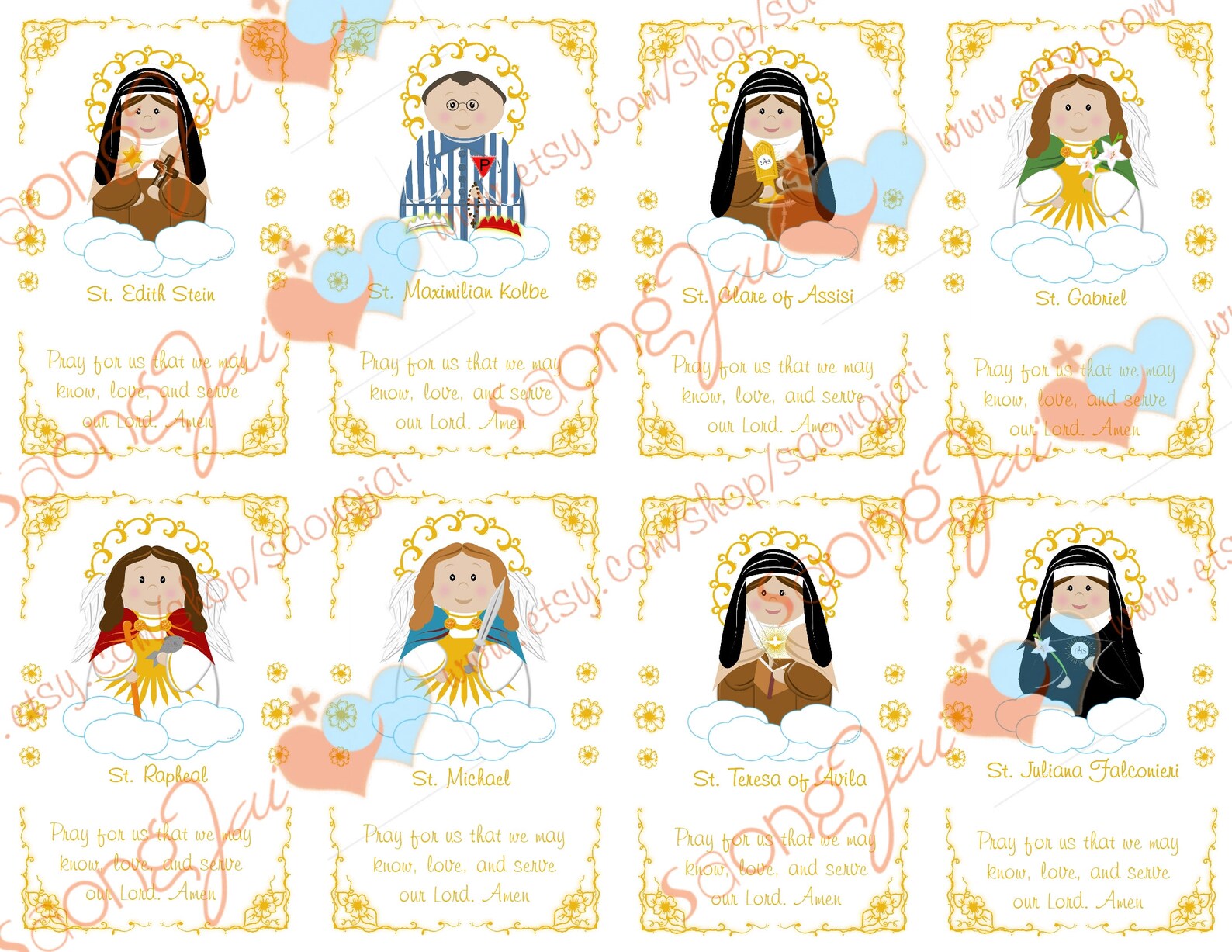 Cute Saint Holy Cards Printable PDF - Etsy Canada
