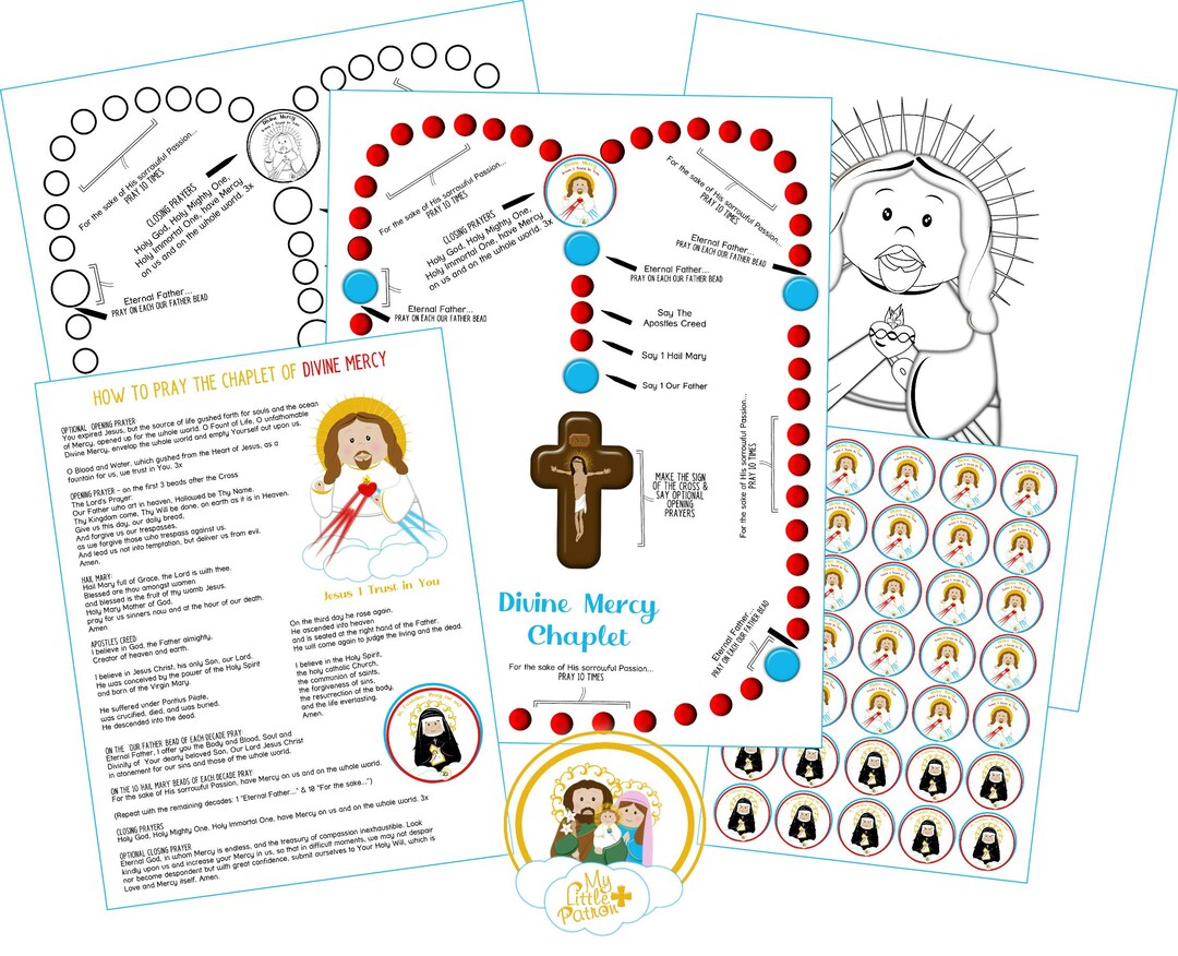 Divine Mercy Chaplet and Coloring Pages - Etsy