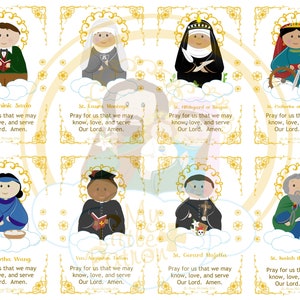 Set 4 Cute Saint Holy Cards Printable PDF - Etsy