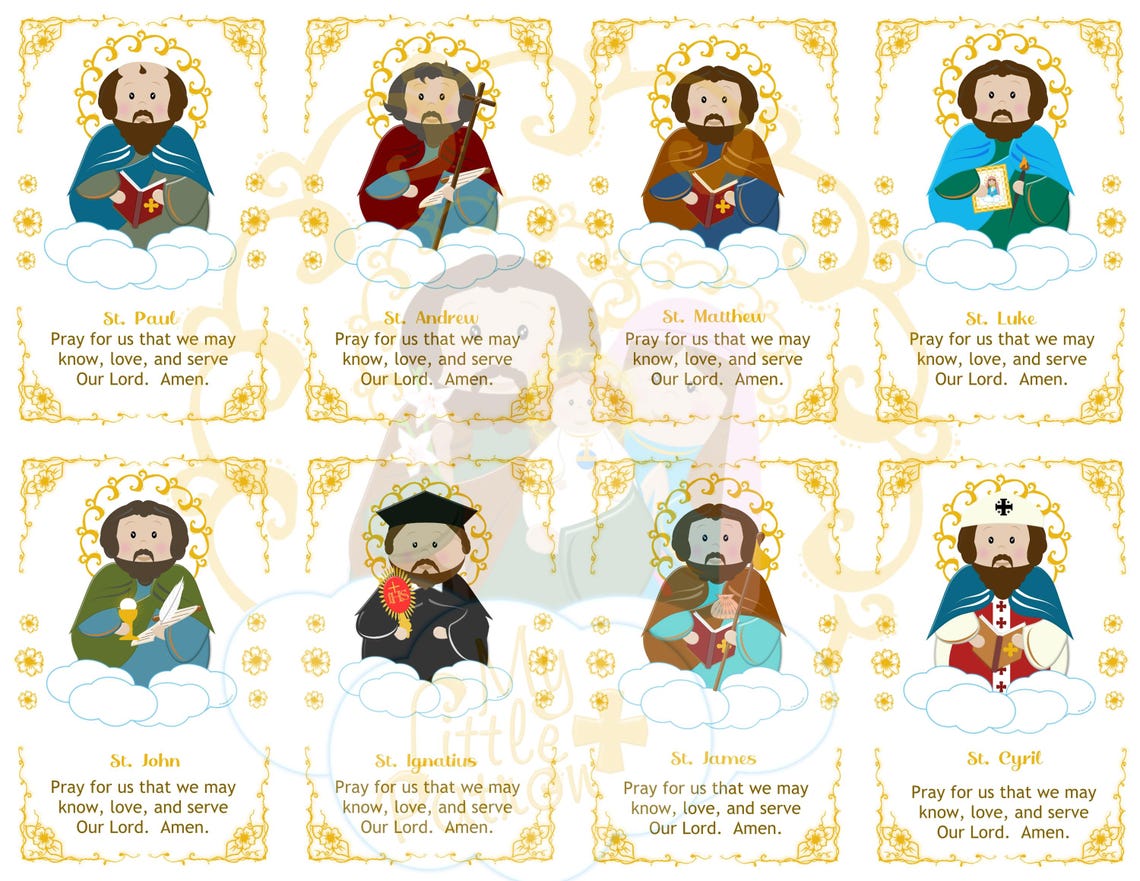 Cute Saint Holy Cards Printable PDF - Etsy