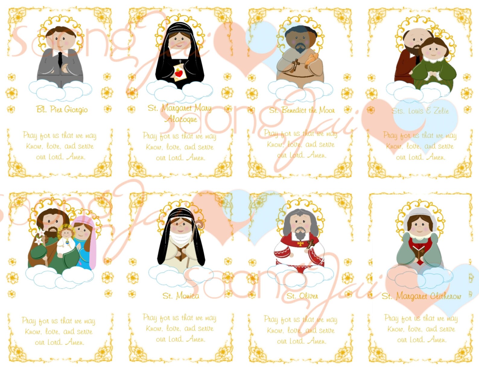 Cute Saint Holy Cards Printable PDF - Etsy